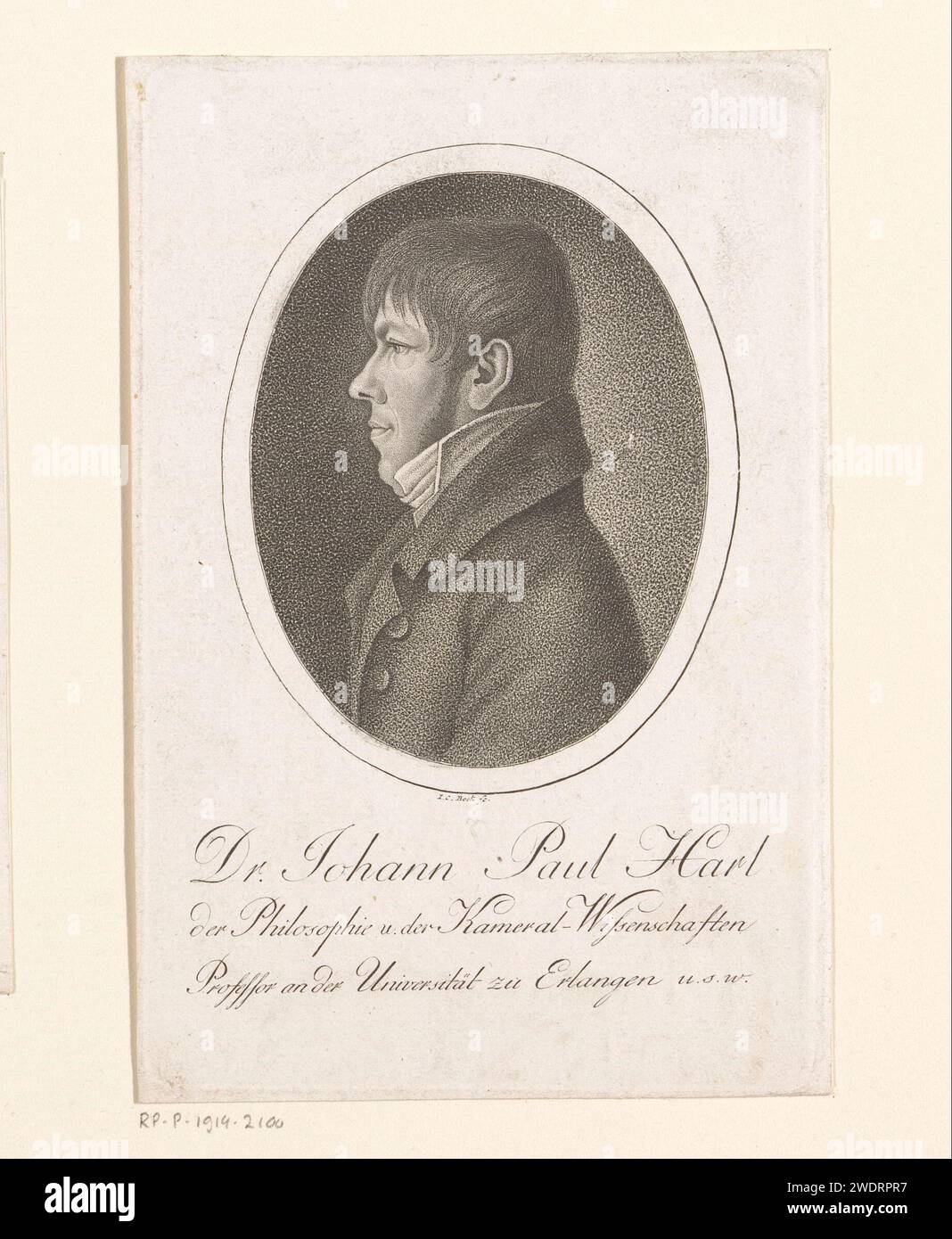 Portret van Johann Paul Harl, Johann Carl Bock, 1805 - 1843 print ...