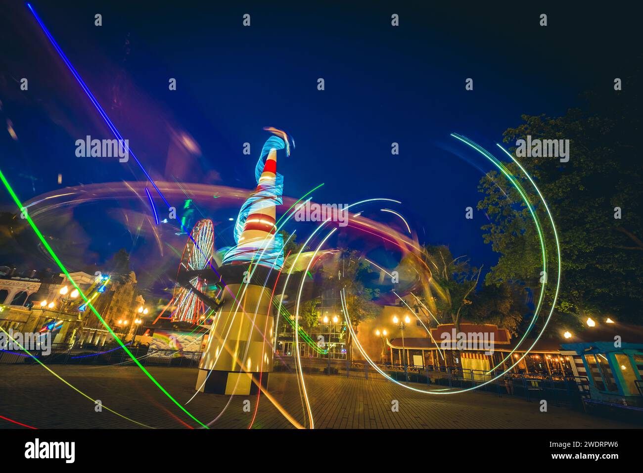 Kharkiv,Ukraine - 15 June 2018: Abstract bright neon light trails of ...