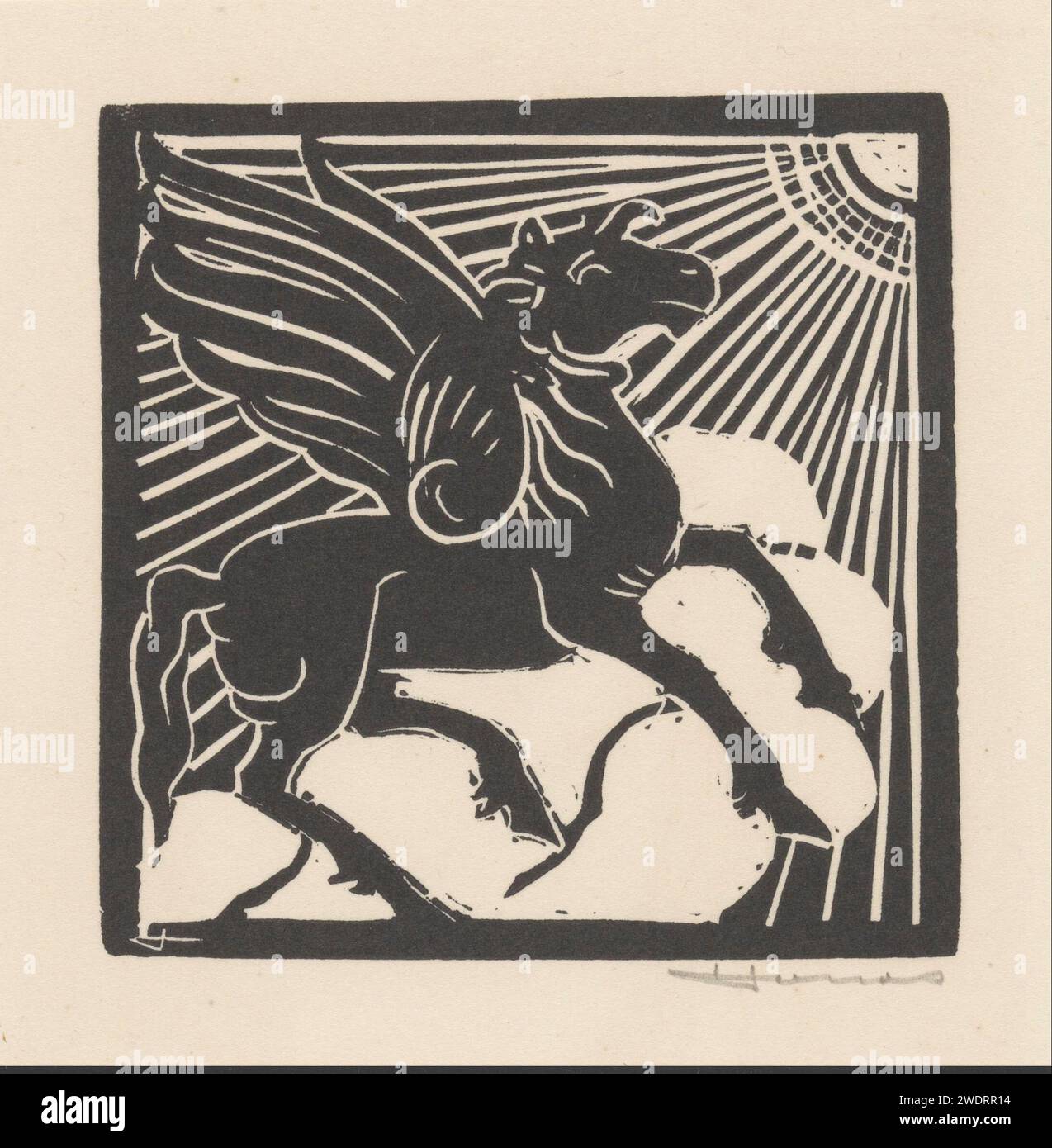 Winged Horse, Henri Jonas, 1888 - 1931 print paper fabulous animals ...