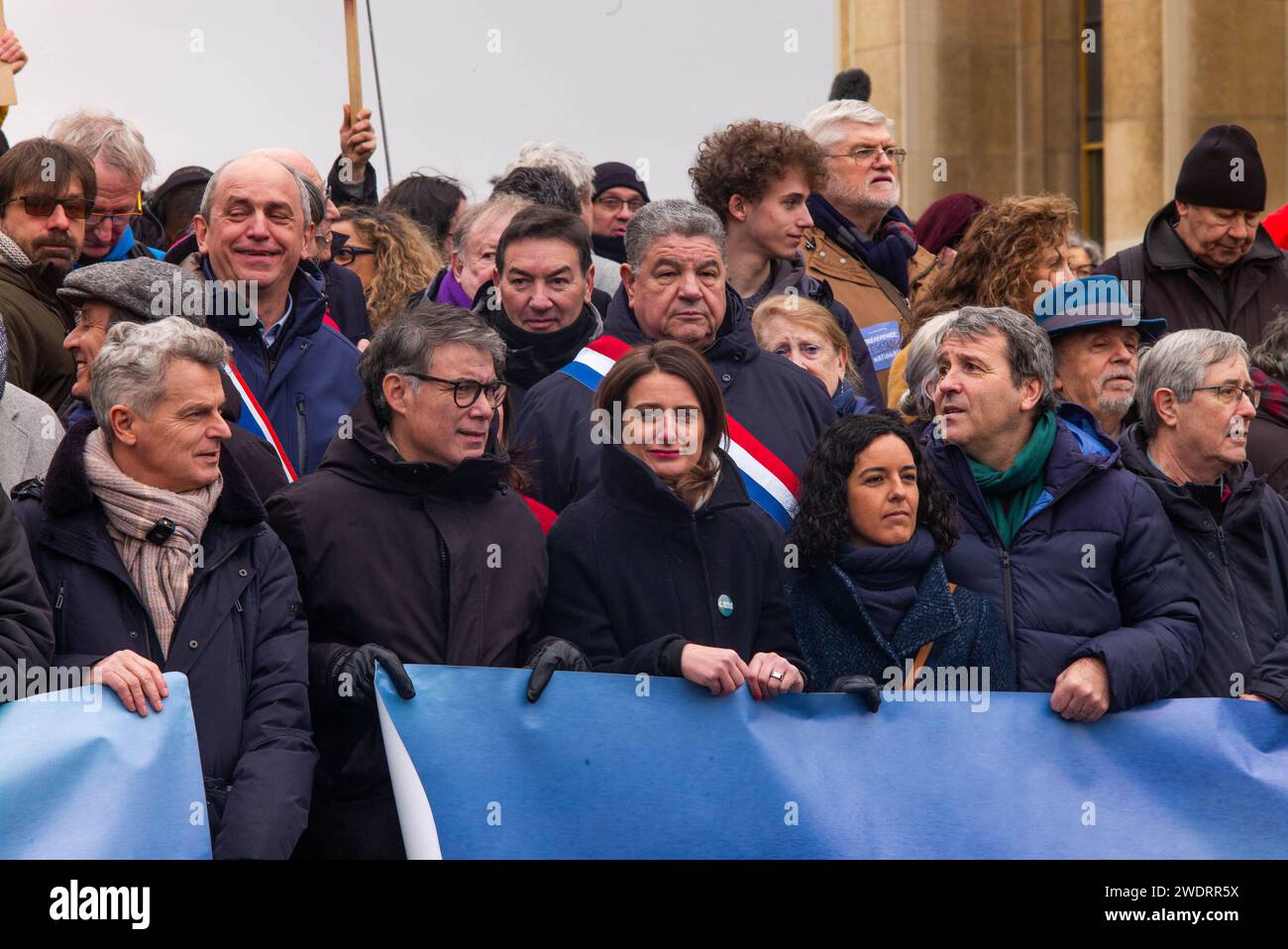Paris, France. 21st Jan, 2024. Fabien Roussel, Olivier Faure, Marine ...