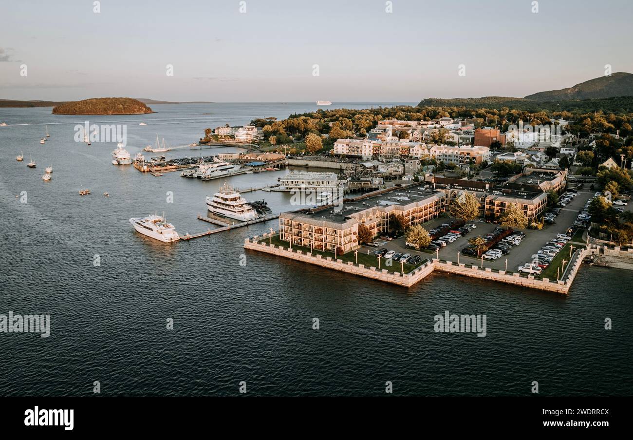 Aerial view of Bar harbor, Maine and Acadia National Park Stock Photo ...