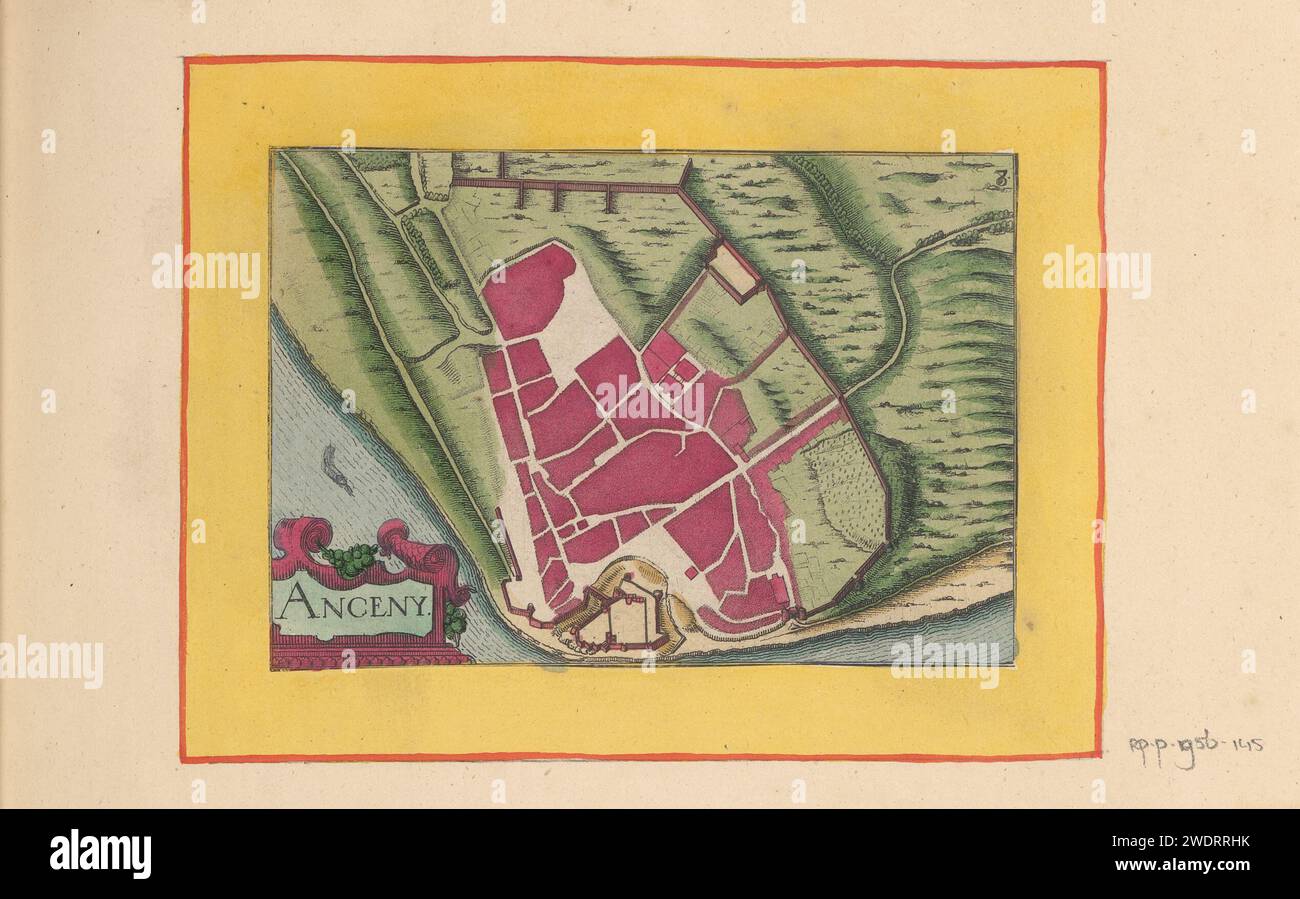 Plattegrond van ancenis, Anonymous, After Christophe Tassin, 1638 print ...