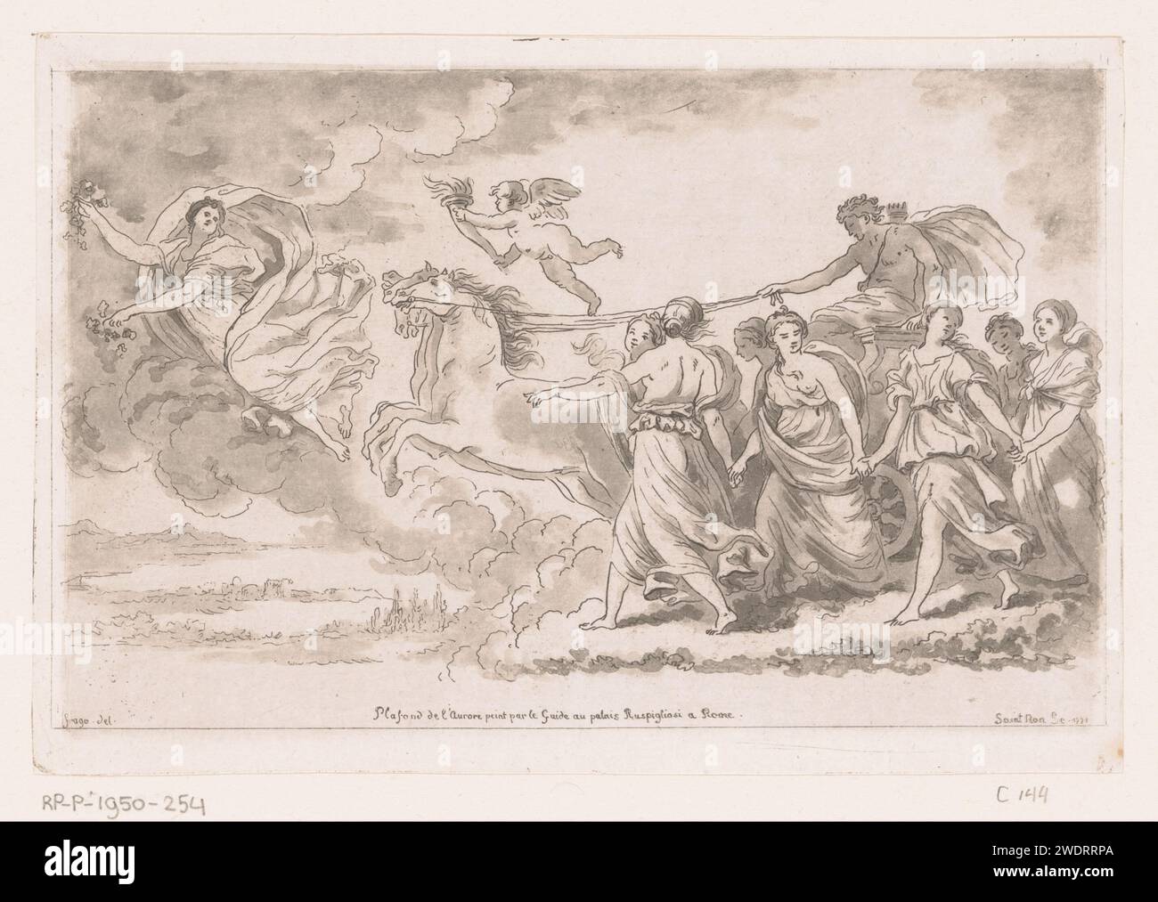Apollo in his chariot, preceded by Aurora, Richard de Saint-Non, after ...
