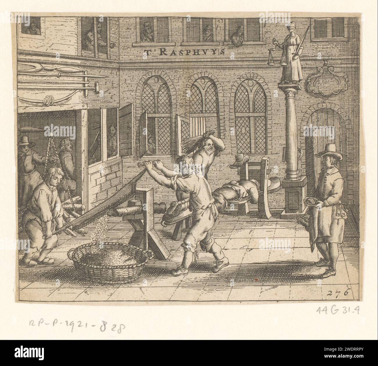 View in the courtyard of the Rasphuis in Amsterdam, Anonymous, 1662 ...