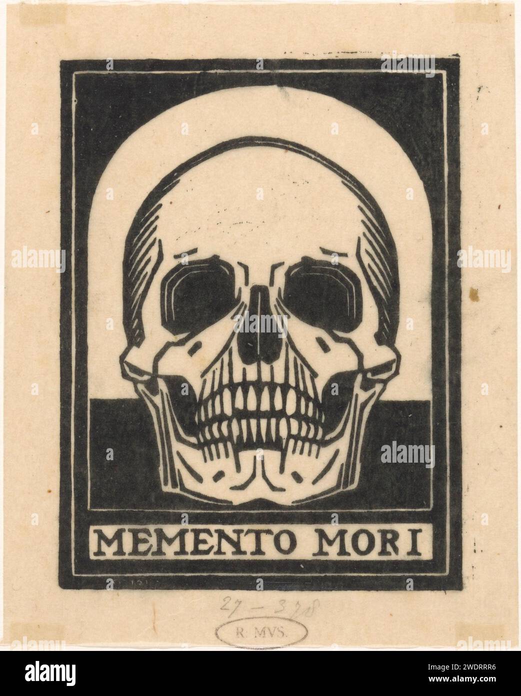Memento Mori, Julie de Graag, 1916 print A human skull. transparent ...
