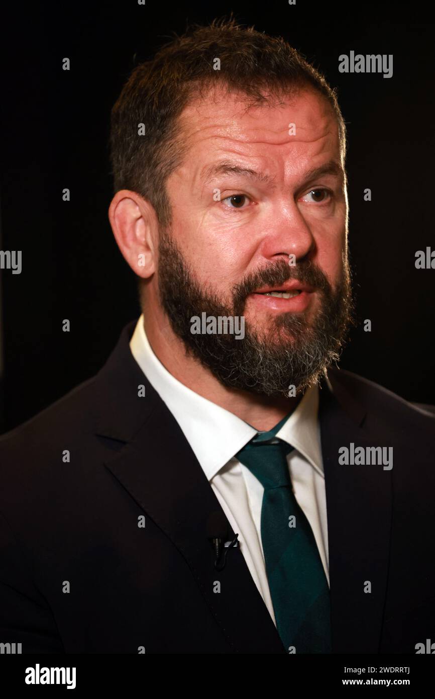 Ireland head coach, Andy Farrell, during the 2024 Guinness Men's Six Nations Launch at the ...