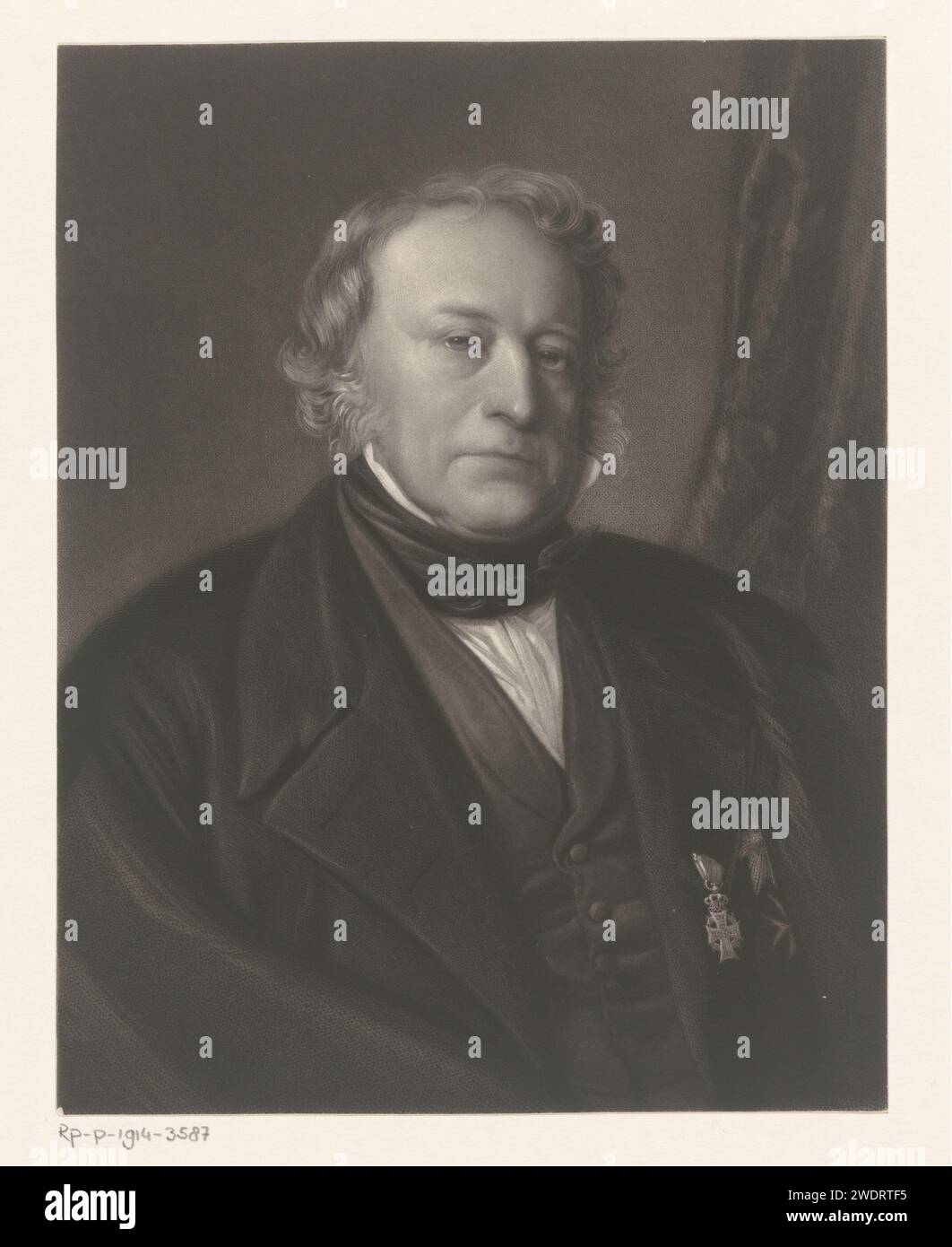 Portrait of an unknown man, possibly named Jacobs, Hermann Sagert, 1832 ...