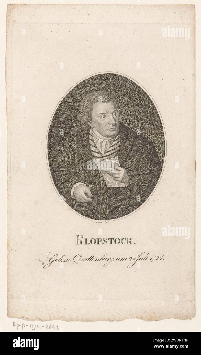 Portrait van Friedrich Gottlieb Klopstock, Johann Friedrich August Clar ...