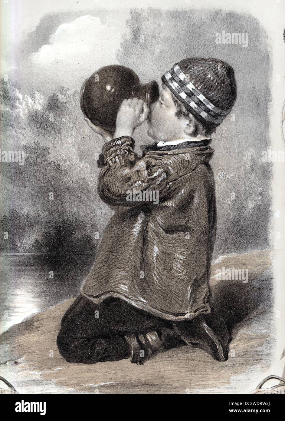 Adam's Ale - Lithograph after William Henry Hunt (1790-1864 Stock Photo ...