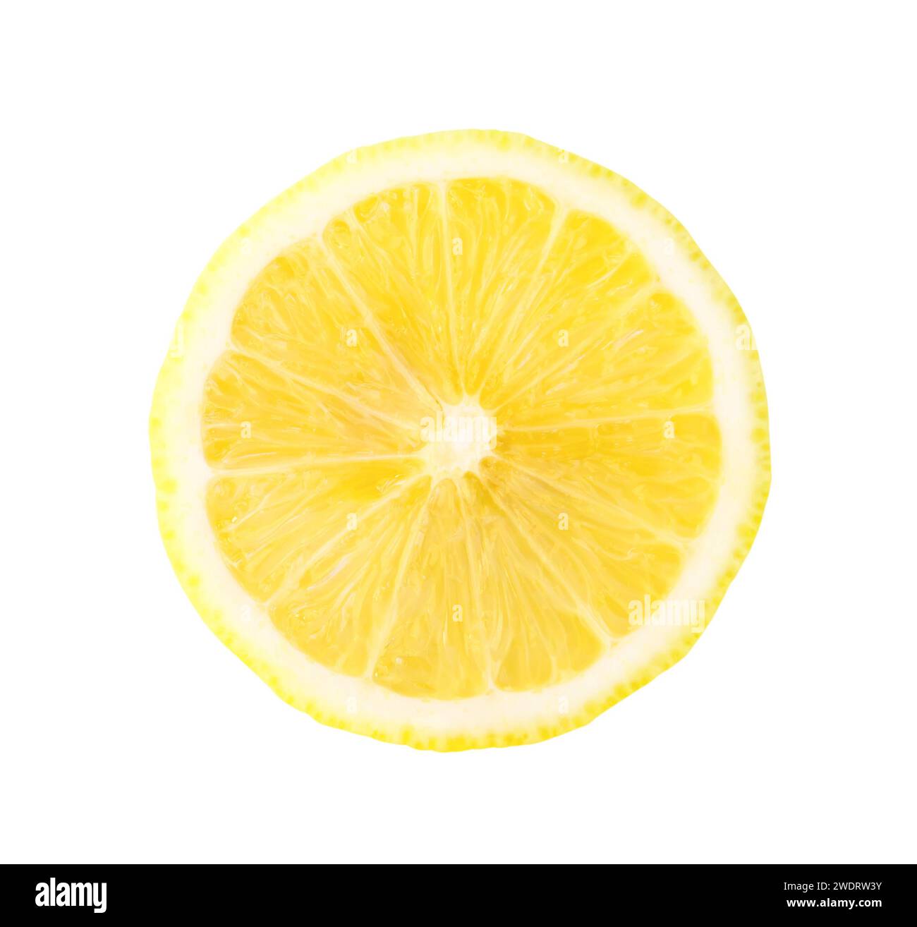 Top view of beautiful yellow lemon half is isolated on white background ...