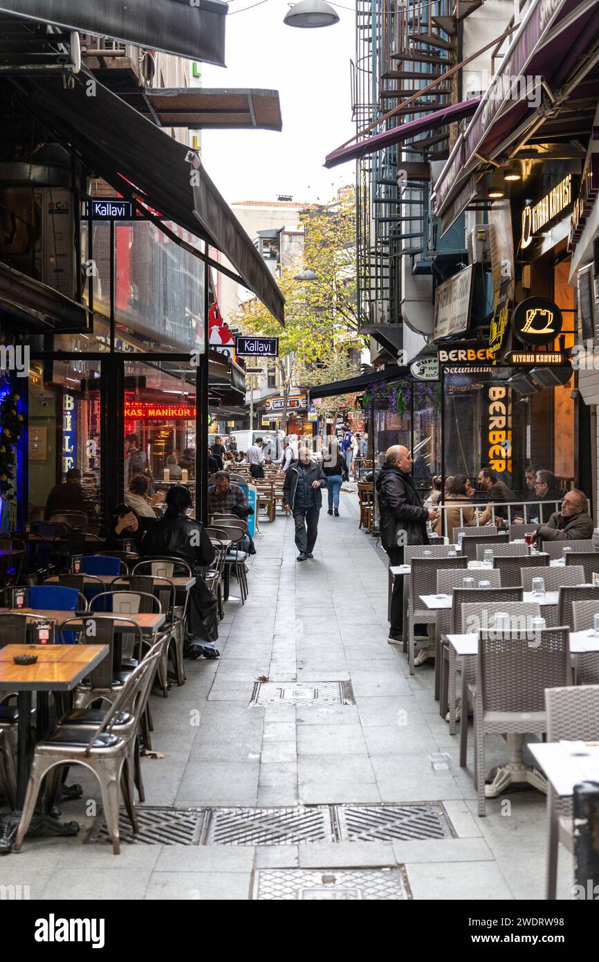Pedestrian street with bars and restaurants in Besiktas, Turkey Stock ...