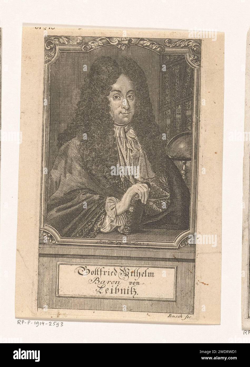 PortraT van Gottfried Wilhelm Leibniz, Georg Paul Busch, 1740 print ...