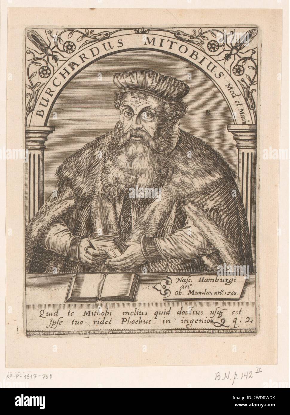 PortraT van Burkhard Mithoff, Robert Boissard, 1597 - 1599 print ...