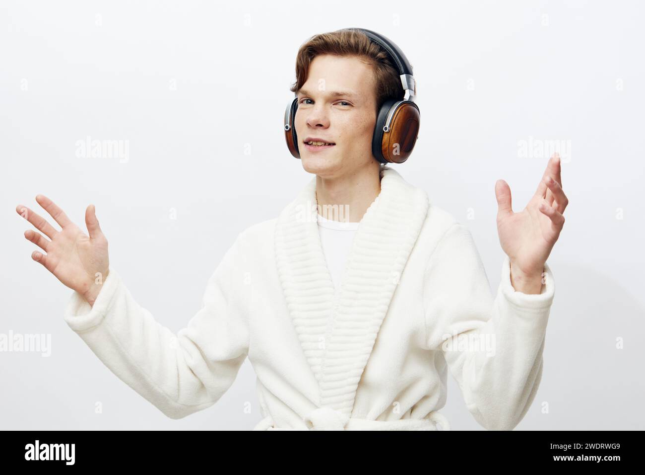 Modern Man Grooving to the Beat: A Stylish Caucasian Guy, Rocking Red ...