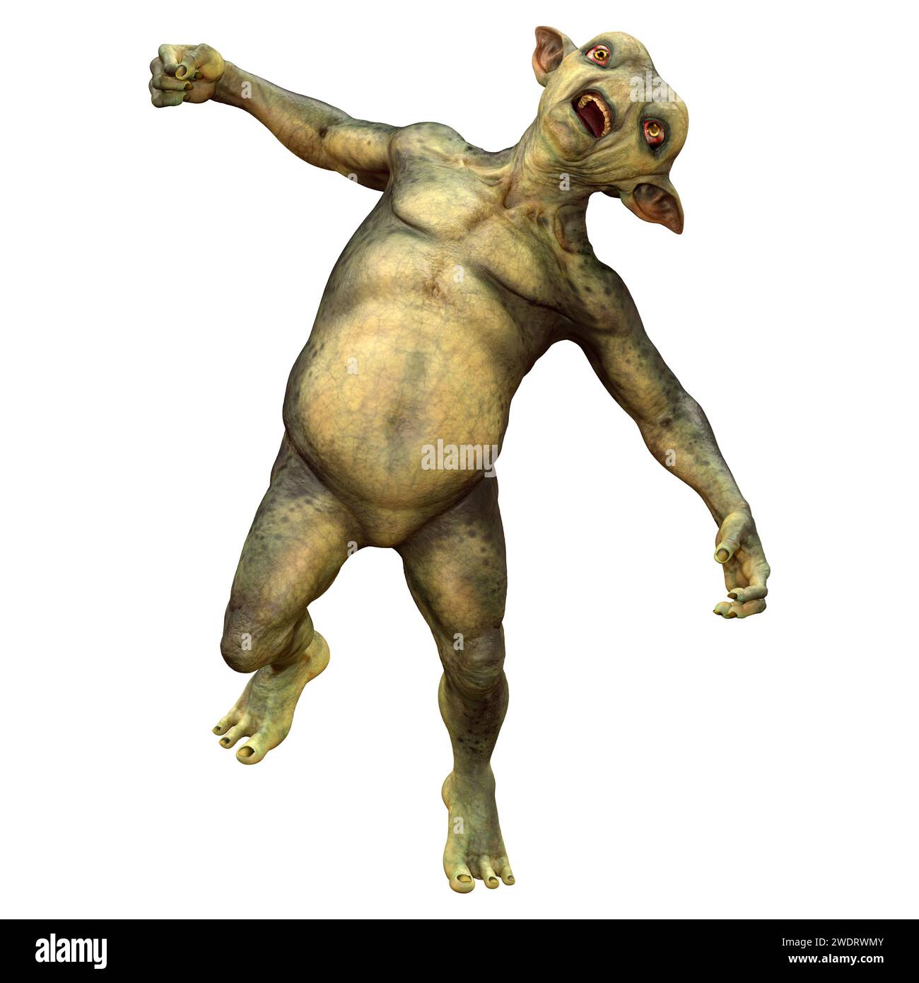 3D rendering of a green alien isolated on white background Stock Photo ...