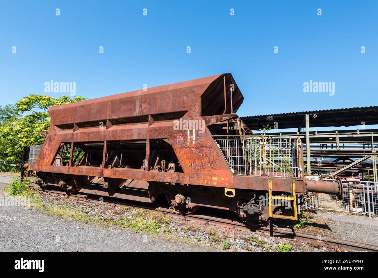 Ore rail cars for ore tansport in the disused ironworks Henrichshuette ...