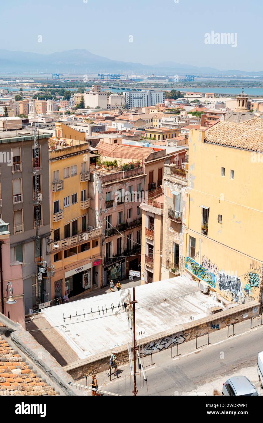 Photograph taken in the city of Cagliari, Italy, capturing an aerial ...