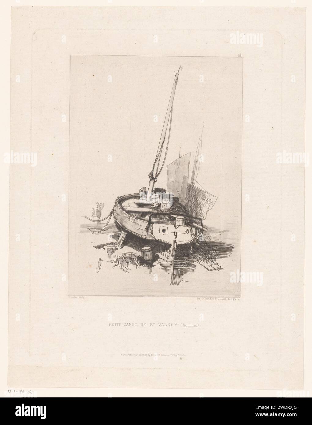 Sloep in by Haven van Saint-Valery-sur-Somme, Louis-Adolphe Hervier, c ...