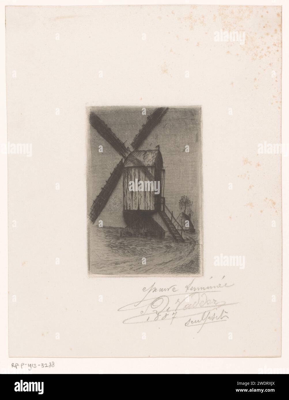 Windmolen, Frans de Vadder, 1887 print paper etching windmill in ...