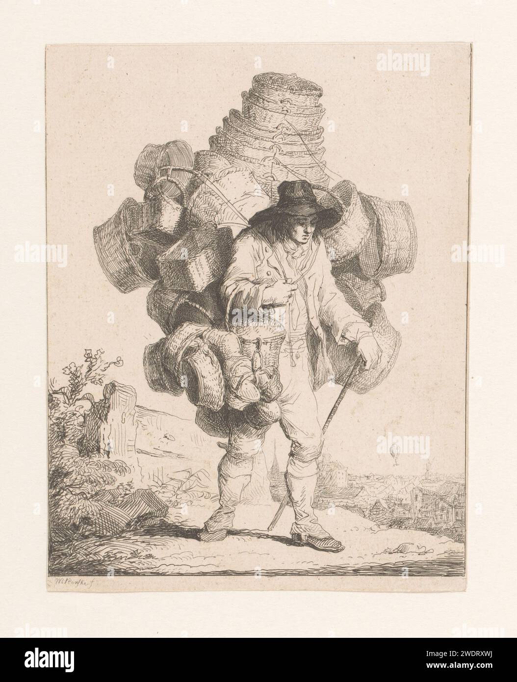 Marskramer Met Manden, Michał Płoński, 1805 print paper etching ...