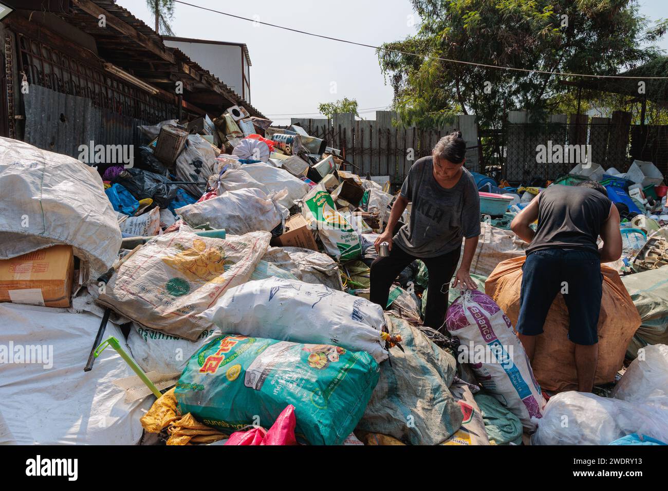 Bangkok, Thailand. 20th Jan, 2024. Workers seen working at a recycling ...