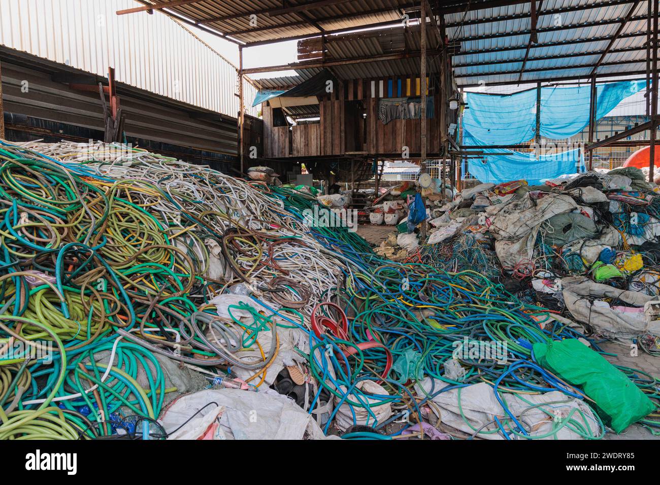 Bangkok, Thailand. 20th Jan, 2024. Huge pile of hoses prepared for ...