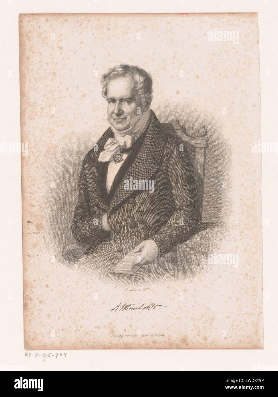 PortraT van Alexander von Humboldt, August Weger, 1849 - 1892 print Leipzig paper steel ...