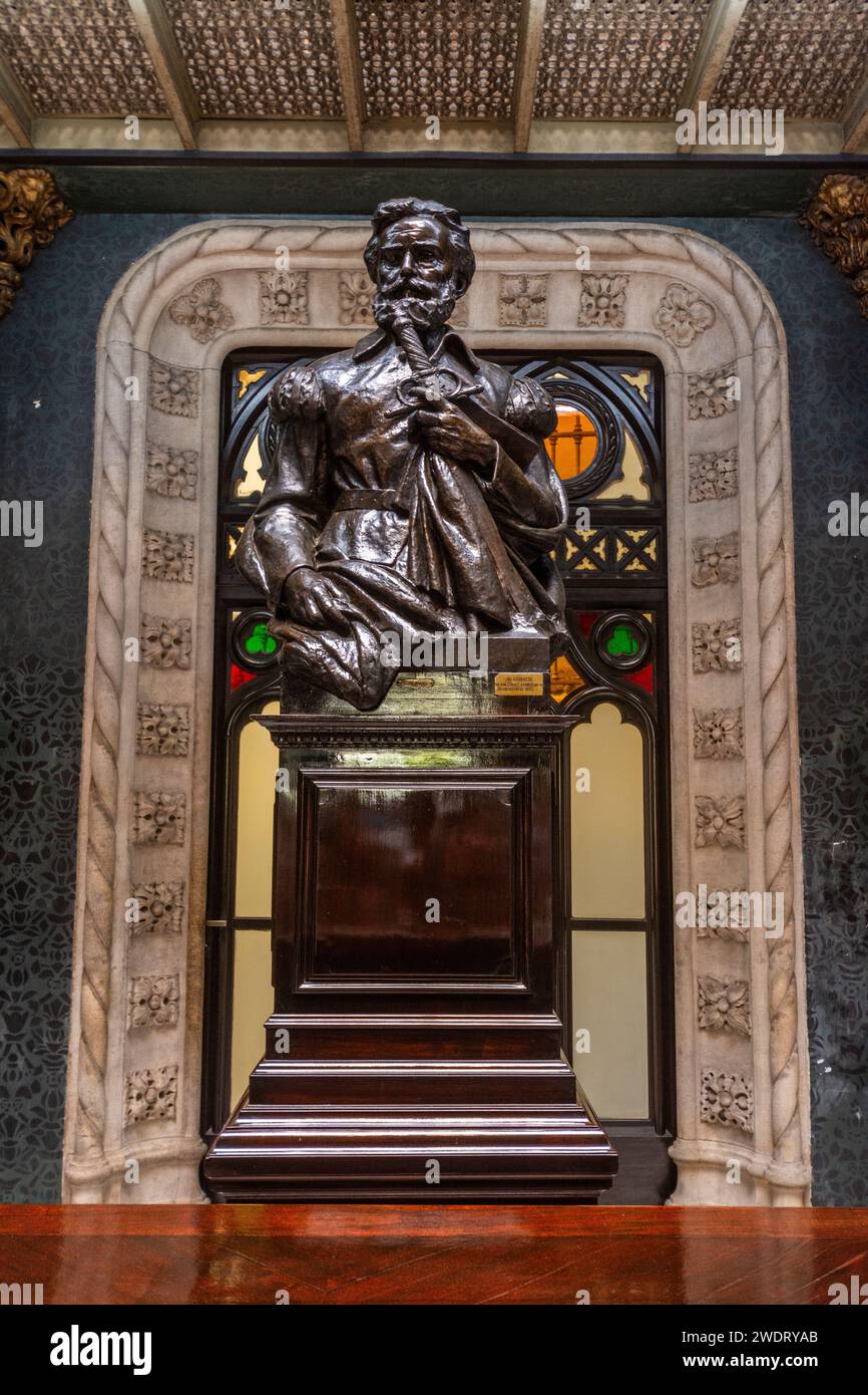 Beautiful interior of old traditional portuguese library in Rio Stock ...