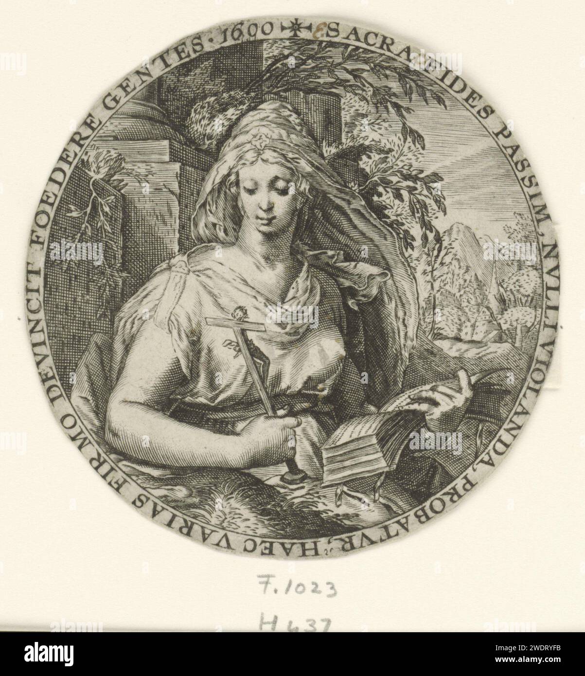 Faith, Crispijn van de Passe (I), 1600 print The female personification ...
