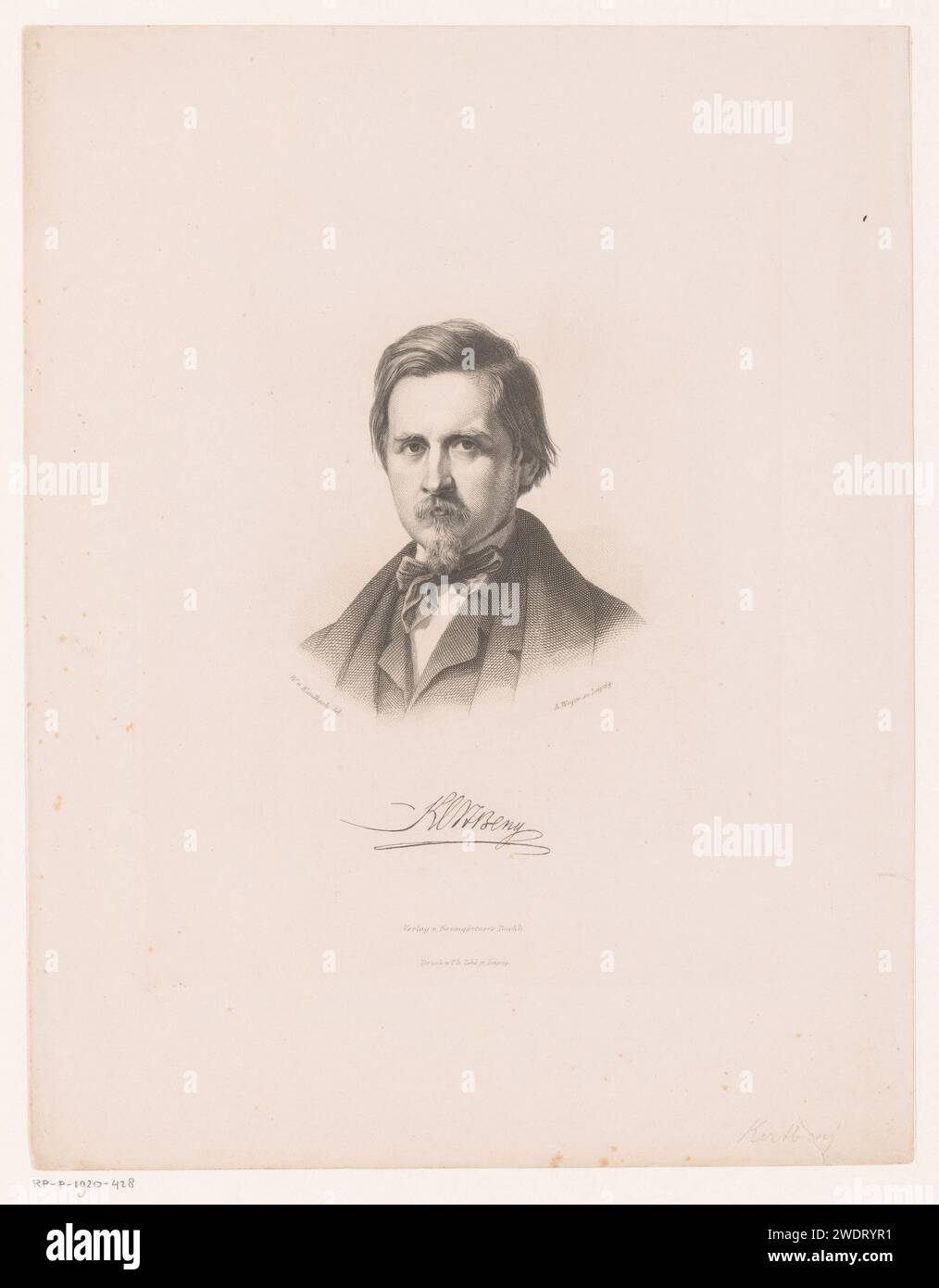 Portrait van Karl Maria Kertbeny, August Weger, After Wilhelm von Kaulbach, 1855 - 1892 print ...