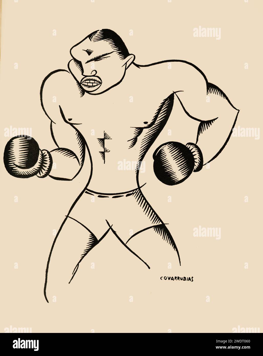 Jack Dempsey, Comic portrait by Miguel Covarrubias Stock Photo - Alamy
