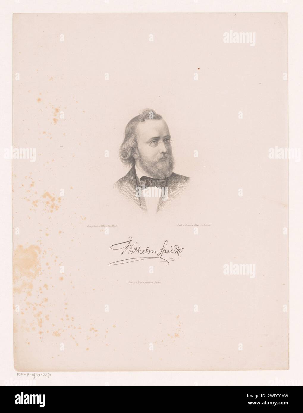 PortraT van Wilhelm Speidel, August Weger, After Wilhelm von Kaulbach, 1860 - 1892 print Leipzig ...