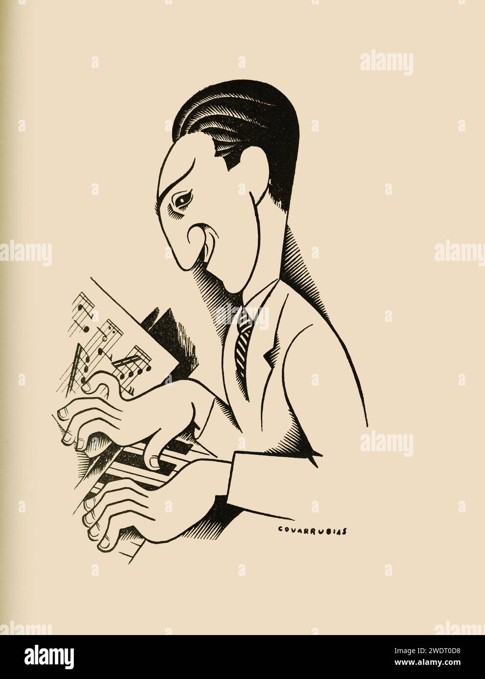 George Gershwin, Comic portrait by Miguel Covarrubias Stock Photo - Alamy