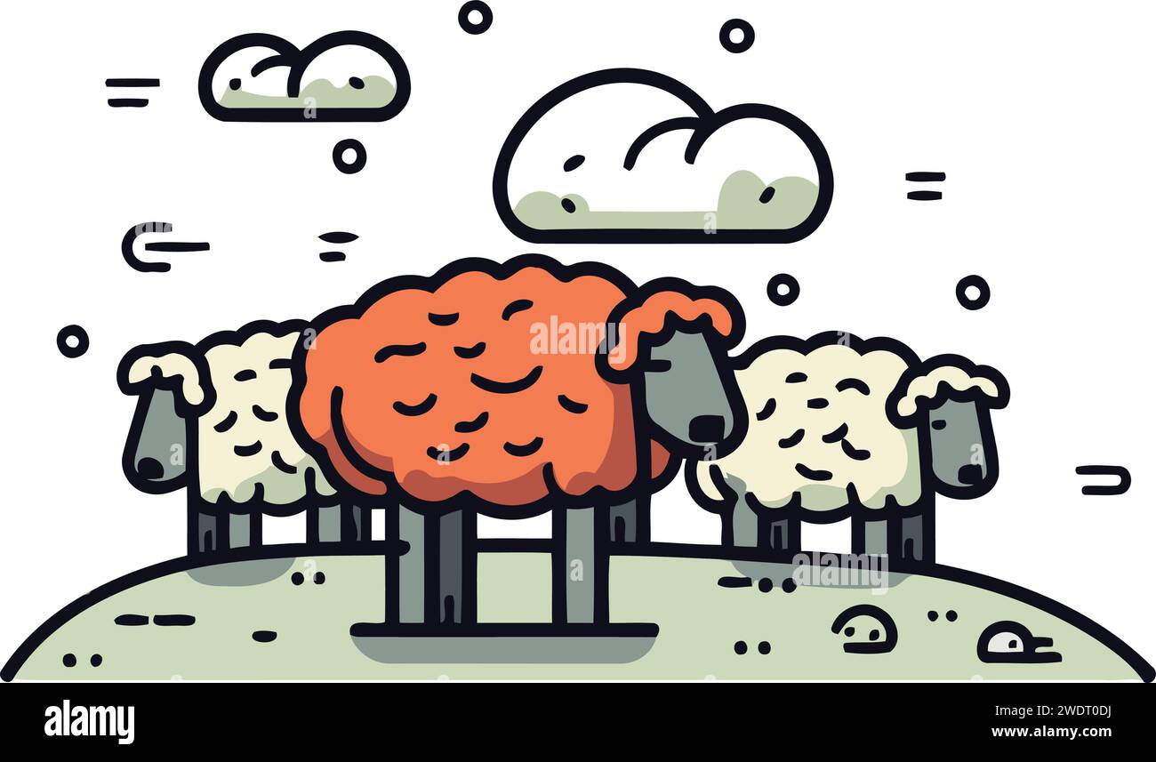 Sheep in countryside Stock Vector Images - Alamy