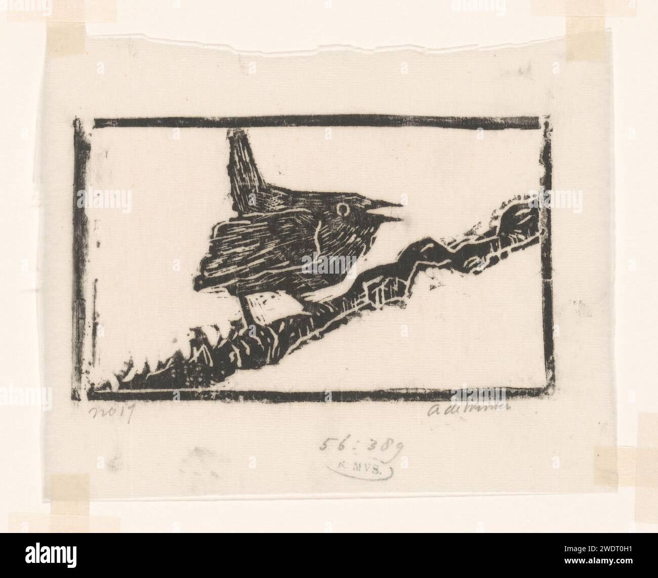 Vogel on a branch, Janus de Winter, 1892 - 1951 print Japanese paper ...