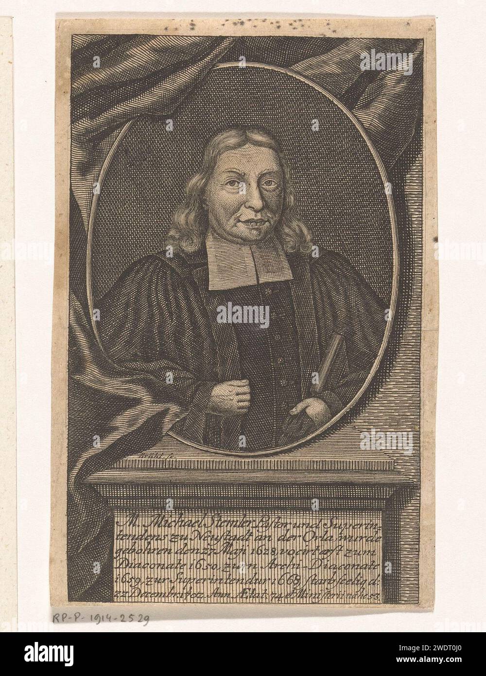 Portrait van Michael Stemler, Johann Benjamin Brühl, 1702 - 1763 print ...