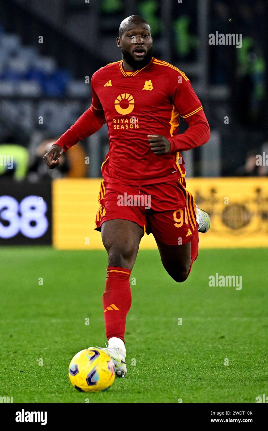 Romelu Lukaku of AS Roma in action during the Serie A football match ...