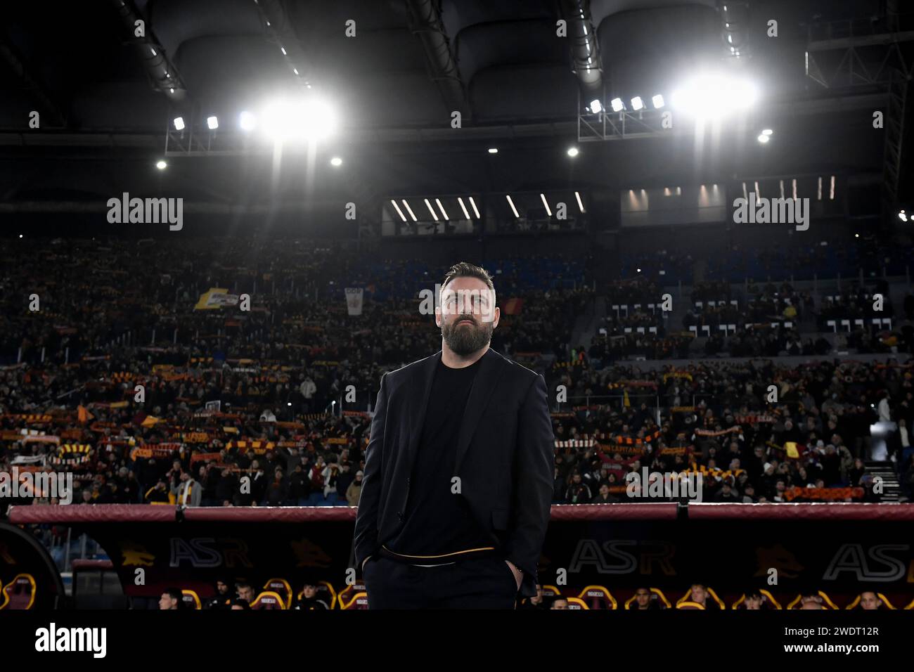 Daniele De Rossi coach of AS Roma looks on during the Serie A football ...