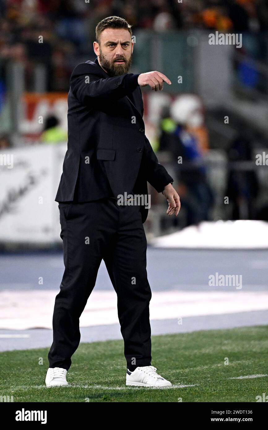 Daniele De Rossi coach of AS Roma gestures during the Serie A football ...