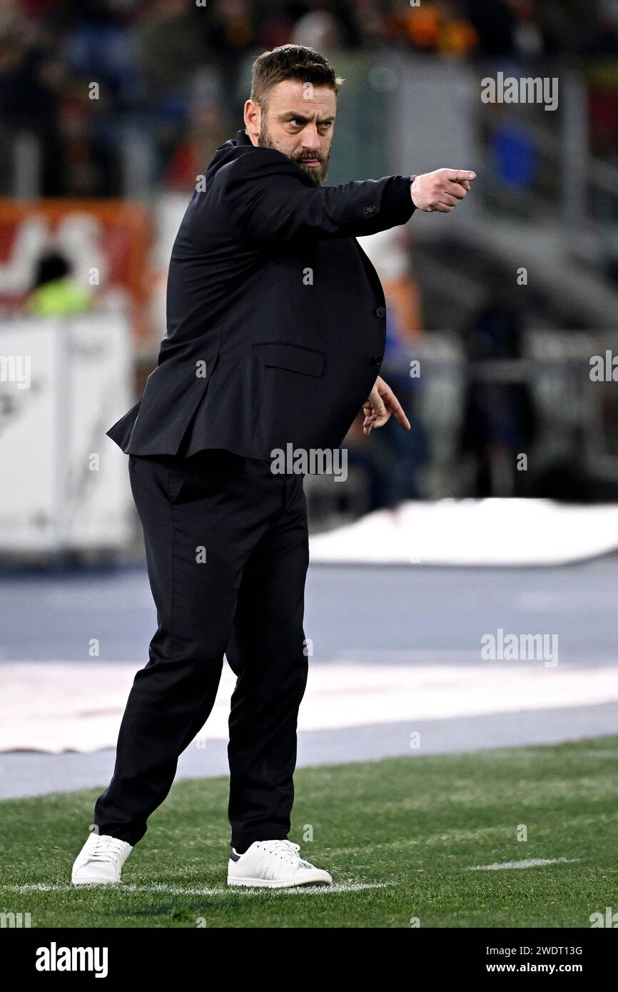 Daniele De Rossi coach of AS Roma gestures during the Serie A football ...
