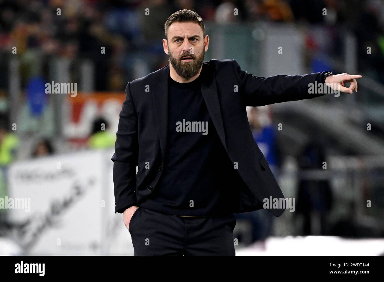 Daniele De Rossi coach of AS Roma gestures during the Serie A football ...