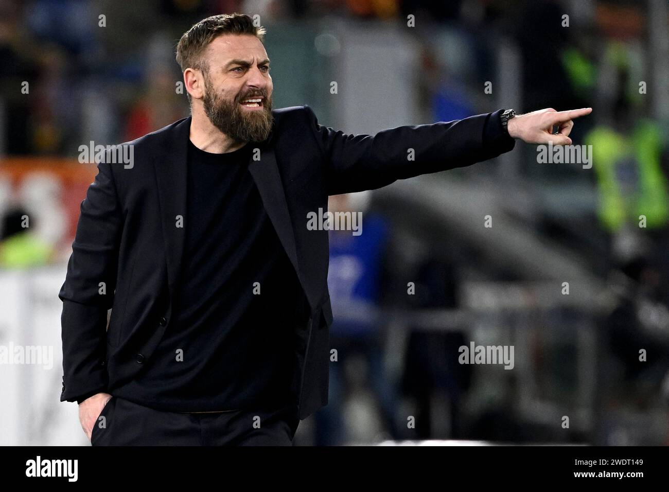 Daniele De Rossi coach of AS Roma gestures during the Serie A football ...
