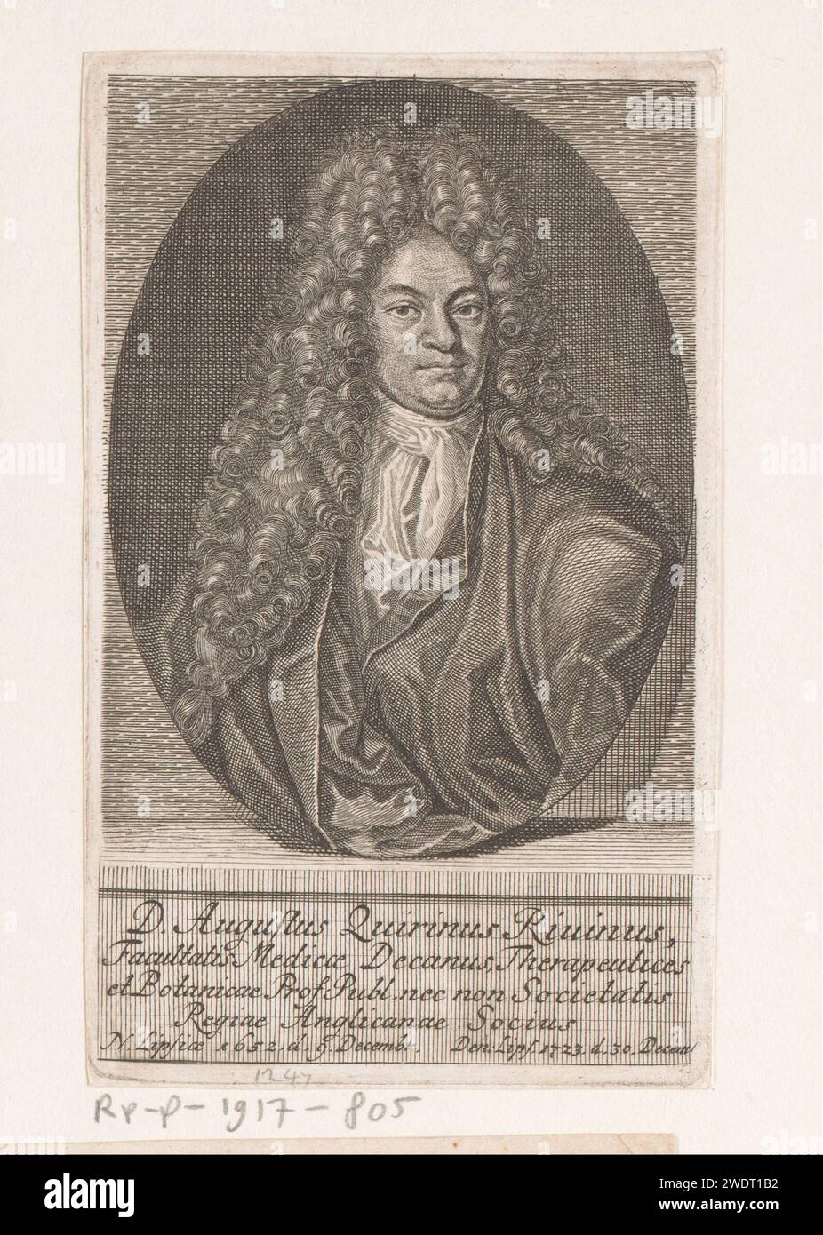 Portret van August Quirinus Rivinus, Johann Friedrich Rosbach (possibly ...