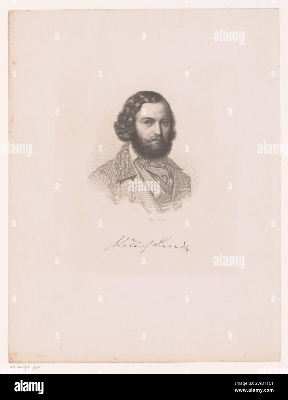 PortraT van Roderich Benedix, August Weger, 1849 - 1892 print Leipzig paper steel engraving ...