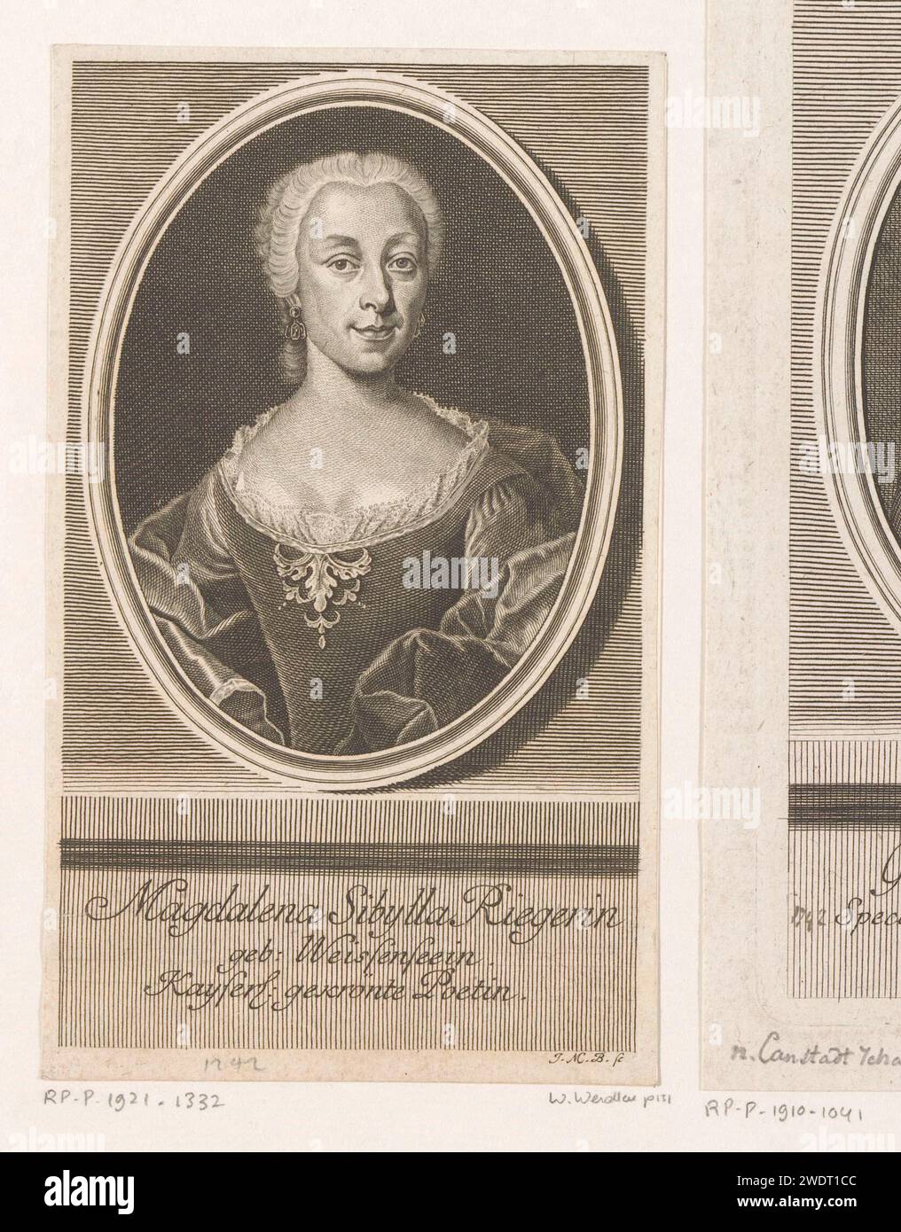 Portrait of Magdalena Sibylla Rieger, Johann Martin Berbigeroth, 1746 ...