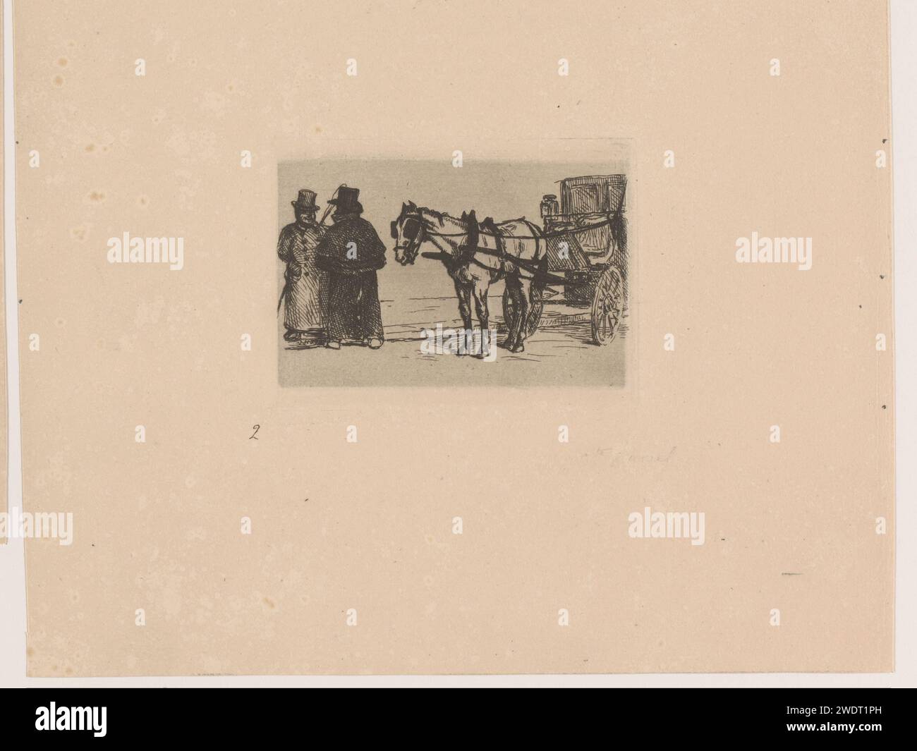 Two coachmen at a carriage, J. Ursel, 1875 print Print on uncut sheet ...