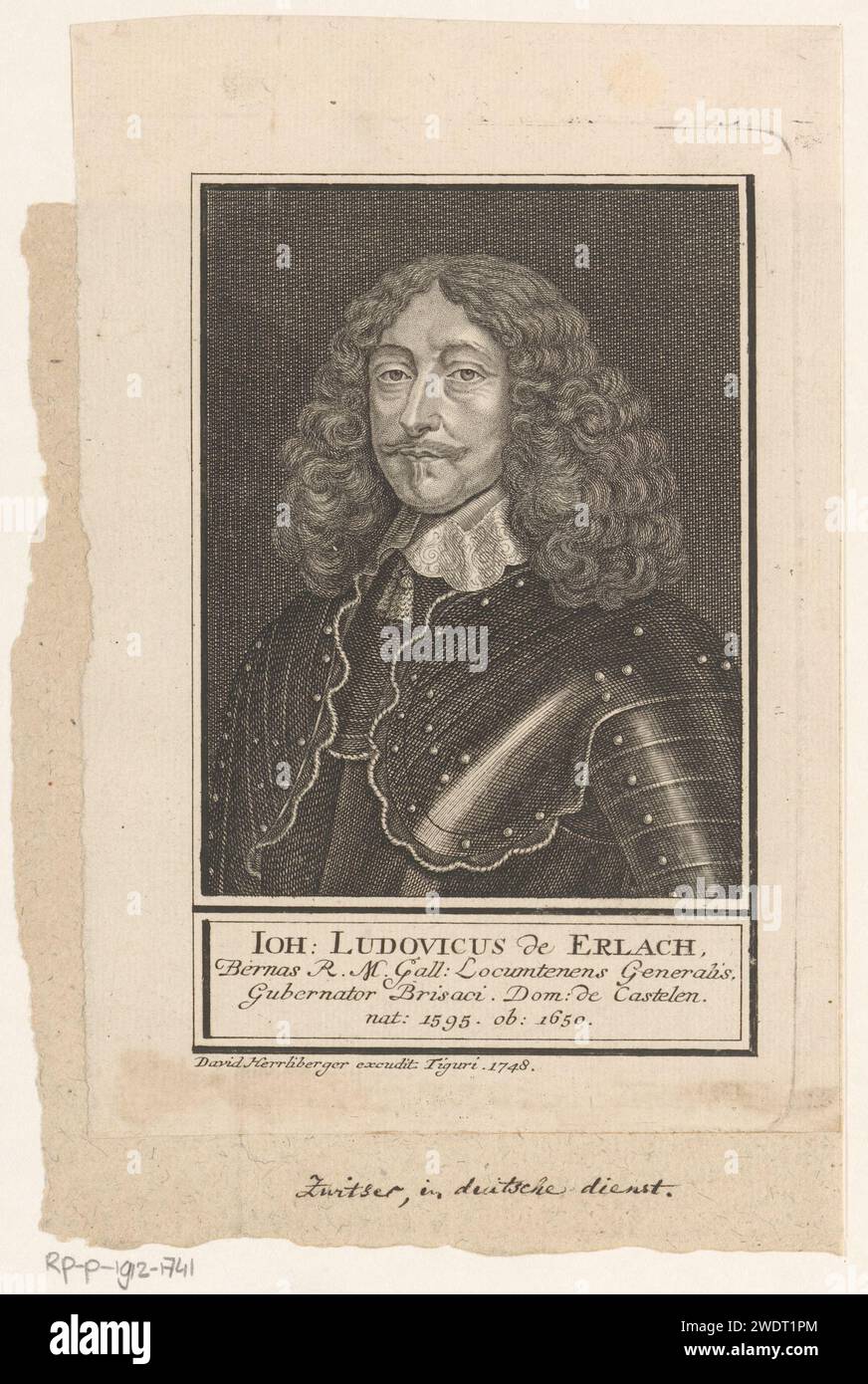 Portrait van Johann Ludwig von Erlach, David Herrliberger (Possibly ...