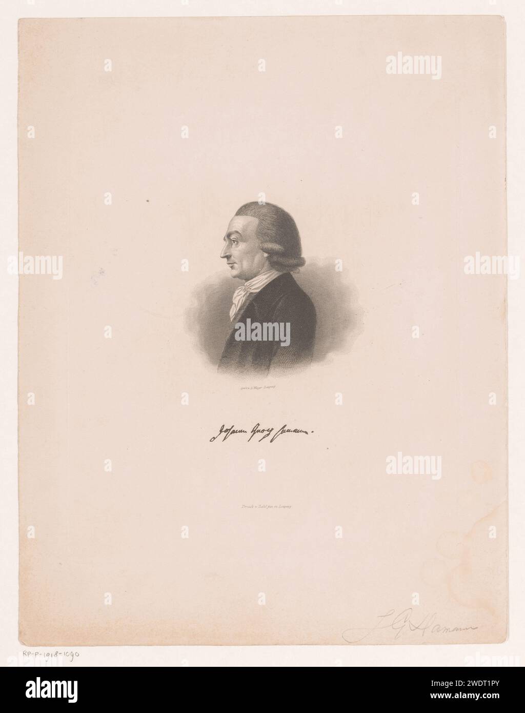 Portrait van Johann Georg Hamann, August Weger, 1860 - 1892 print Leipzig paper steel engraving ...