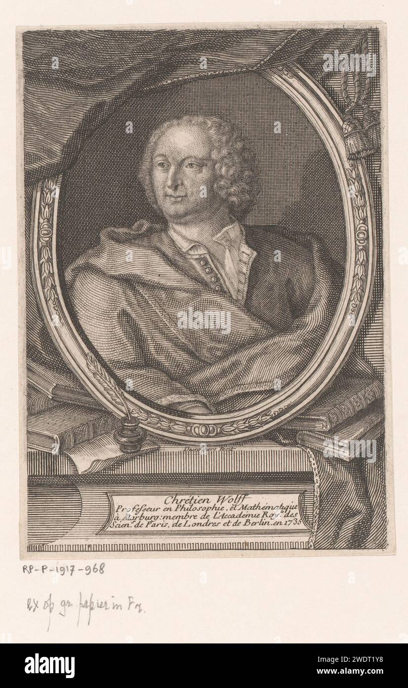 Portret van Christian Wolff, Etienne Desrochers, 1678 - 1741 print ...