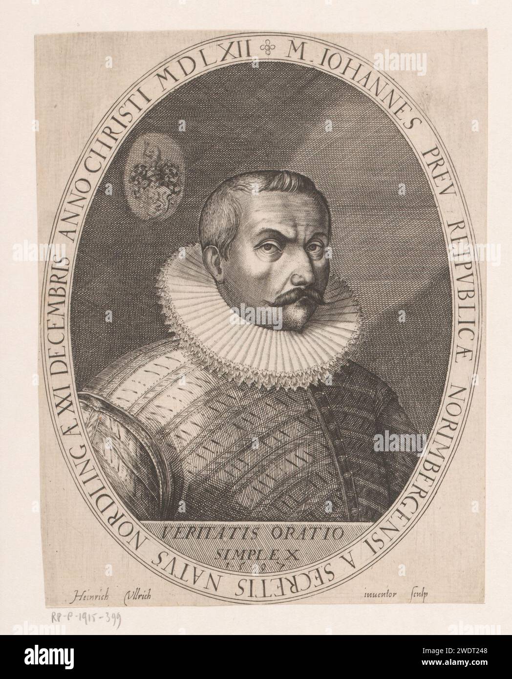 Portrait van Johann Preu, Heinrich Ulrich, 1597 print Nuremberg paper ...